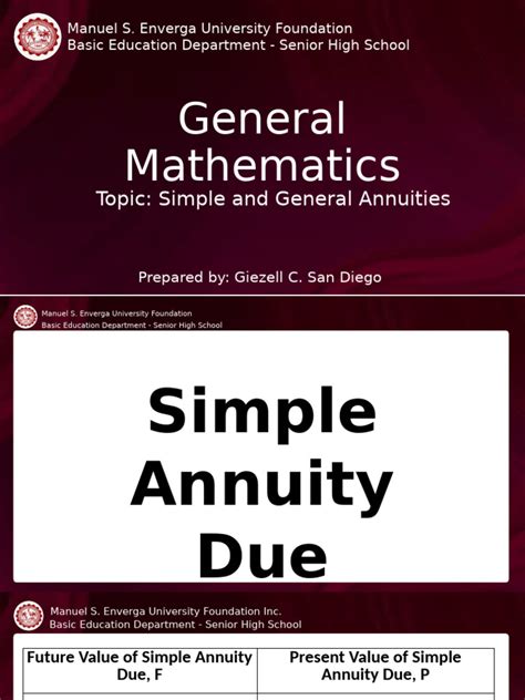 Genmath Simple Annuity Due Pdf Present Value Interest