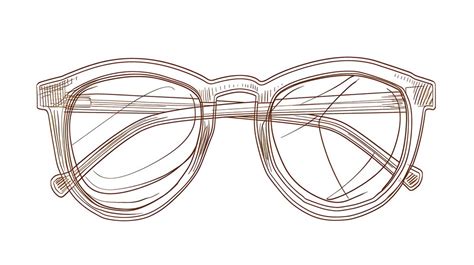 Premium Photo Line Drawing Of A Pair Of Plastic Framed Glasses With