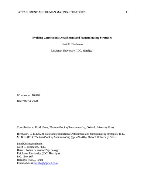 Pdf Evolving Connections Attachment And Human Mating Strategies