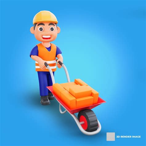 Premium Psd 3d Render Cute Construction Workers Activities