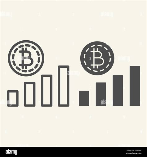 Bitcoin Chart Line And Glyph Icon Crypto Graph Vector Illustration