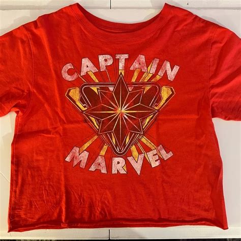 Love Tribe Tops Love Tribe Red Captain Marvel Crop Tshirt Red Poshmark
