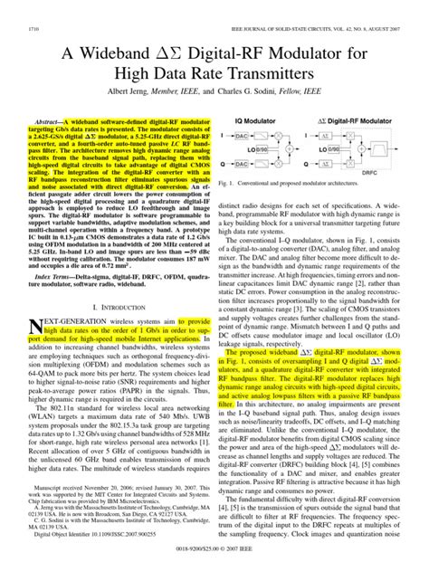 a wideband delta sigma digital rf modulator for high data rate