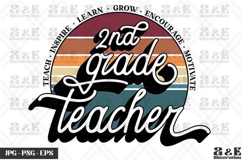 Retro 2nd Grade Teacher Back To School Graphic By Aande Illustration