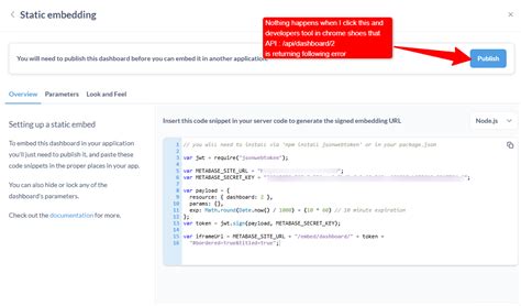 Getting Error When I Am Doing Static Embedding Or A Dashboard Bug