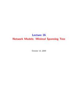 Lecture Network Models Minimal Spanning Tree Lecture Network Models Minimal Spanning