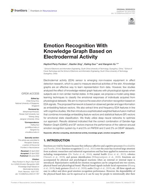 Pdf Emotion Recognition With Knowledge Graph Based On Electrodermal Activity