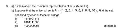 Solved Explain About The Computer Representation Of Sets