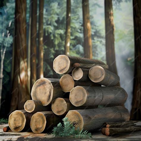 Free Photo 3d Rendering Of Wood Logs
