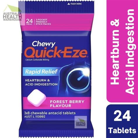 Expiry 082027 Quick Eze Chewy Forest Berry 3x8 Chewable Tablets Mu Australia Health Warehouse