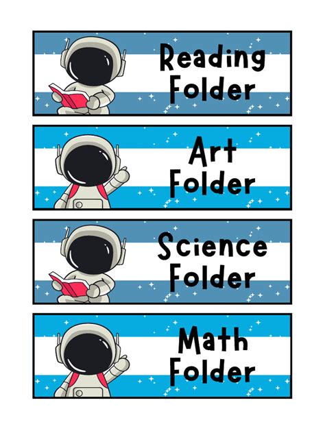 Space Themed Folder Labels In Colorful Illustrative Style Pdf