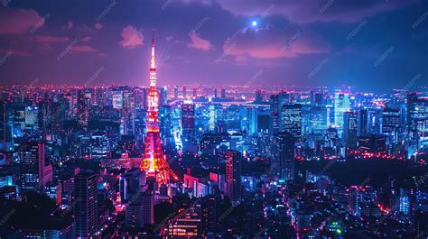 Tokyo Skyline At Night Premium Ai Generated Image