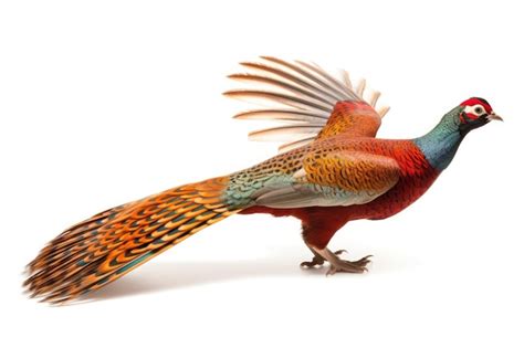 Premium Ai Image Flying Pheasant On White Background
