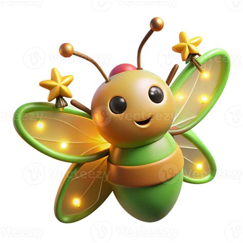 Extraordinary Creative Cute 3d Firefly Illustration High Resolution 56476616 Png