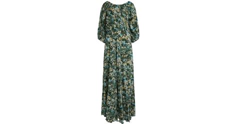 Marinella Piccinno Sara Printed Silk Dress In Green Lyst Uk