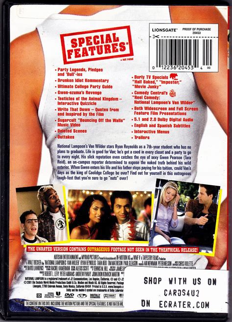 National Lampoons Van Wilder Dvd 2002 Unrated Very Good For Sale