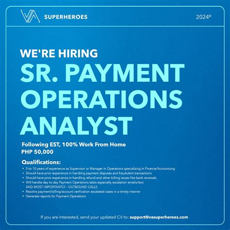 Hiring Seniorpaymentoperationsanalyst Philippines Sherena Pabon