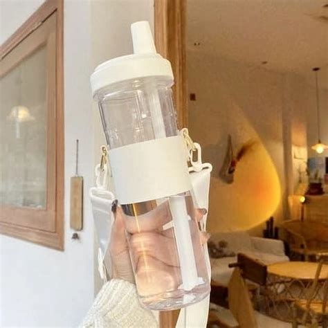 Chuntian Kawaii Bubble Tea Glass Water Bottle With Straw Boba Pu Sleeve