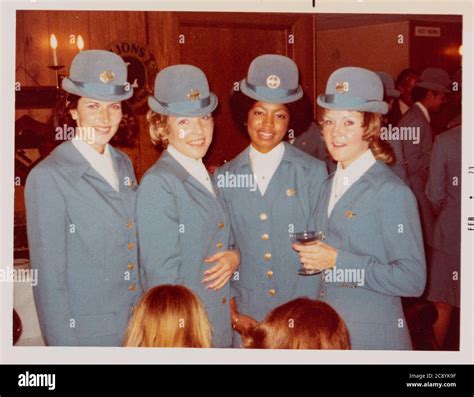 Pan Am Flight Attendants In Uniform At Training School Graduation