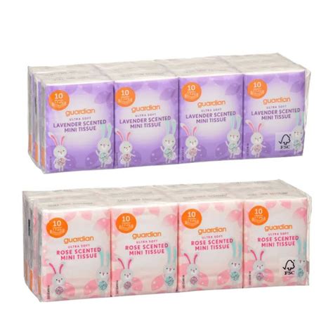 Guardian Ultra Soft Mini Tissue 3 Ply Travel Pack Scented Cleaning Tissue Paper 10s X12 Packs