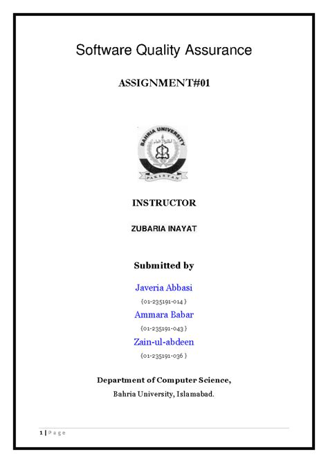 Assignment 1 Bahria University Islamabad Campus Department Of Computer Science 1 P A G E