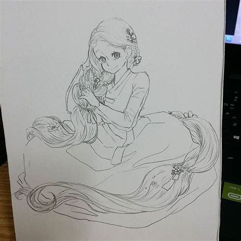 라푼젤 밑그림 인스도안 스케치연필수풀림 스케치 그림 그리기 예쁜 그림