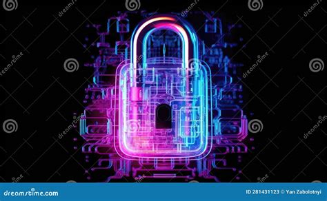 Lock On Circuit Pattern Concept Of Data Security And Cybersecurity Ai