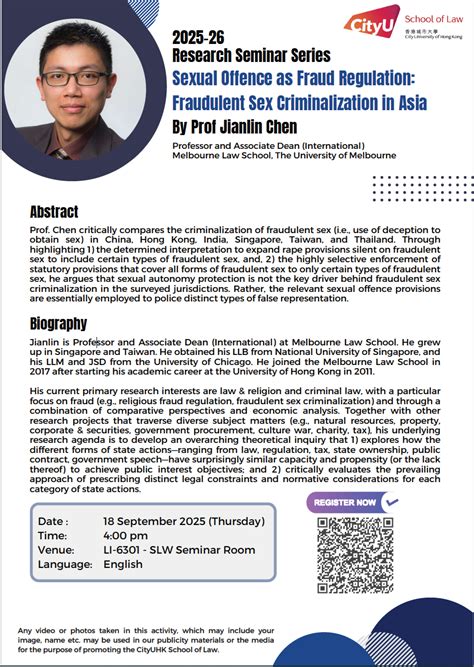 Research Seminar Series “sexual Offence As Fraud Regulation