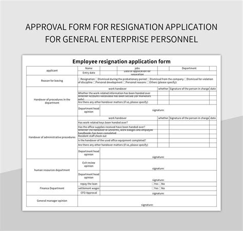 Free Resignation Approval Form Templates For Google Sheets And Microsoft Excel Slidesdocs