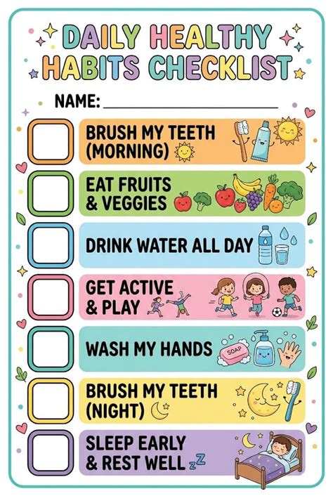 Daily Healthy Habits Checklist Worksheet Download And Print Now