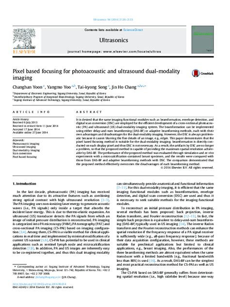 Pdf Pixel Based Focusing For Photoacoustic And Ultrasound Dual