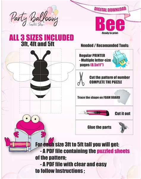 Mosaic Bee From Balloons Digital Template3ft4ft And 5ft Bee Etsy