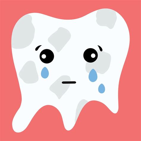Decayed Tooth Illustration Sad Cavity Character Tooth With Plaque
