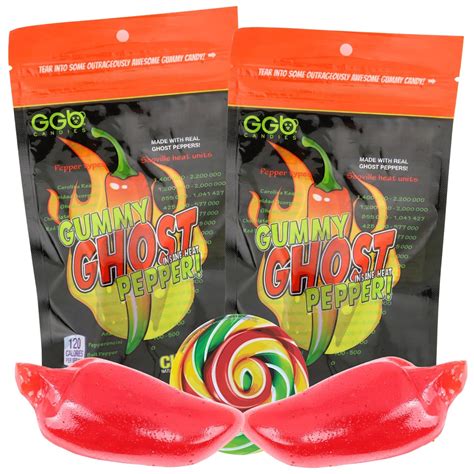 Giant Ghost Pepper Gummy Hot Cherry Flavored Chewy Candy