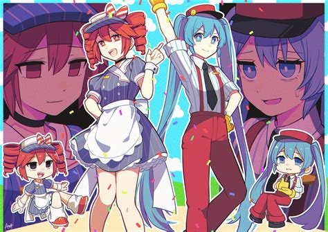 Hatsune Miku And Kasane Teto Vocaloid And 3 More Drawn By Sato