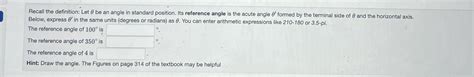 Solved Recall The Definition Let 0 Be An Angle In Standard Position