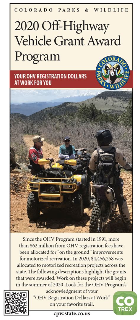 2020 Colorado Ohv Program Grant Awards Announced Trails Preservation