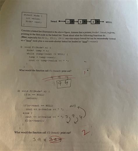 Solved Struct Node 1 Int Value Node Next Head E Acnull