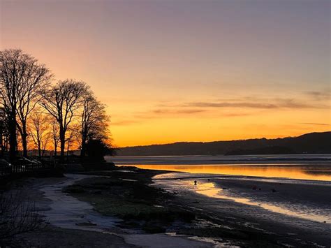 Snow On The Beach At Arnside Sunset