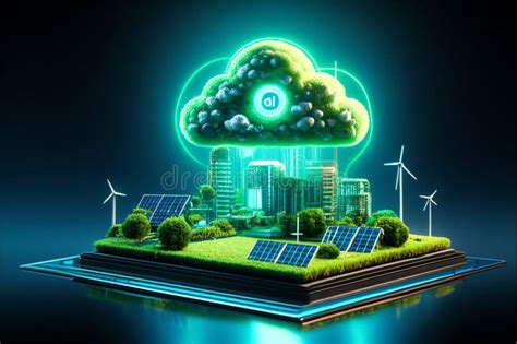 3d Illustration Cloud Computing With Renewable Energy Stock Illustration Illustration Of