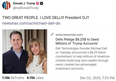 Trump Showers Praise On Michael And Susan Dell Following 6 25b