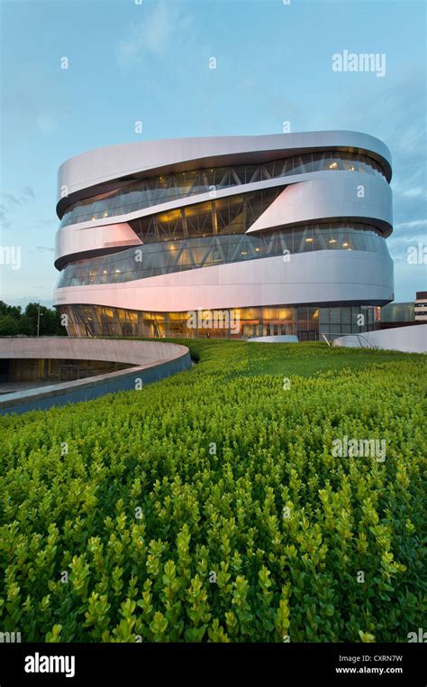 Mercedes Benz Museum In The Evening Modern Architecture Daimler Bad