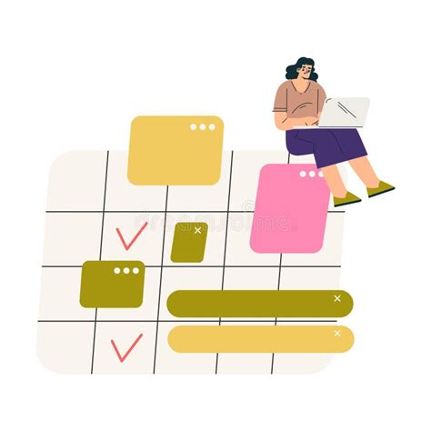 Multitasking Woman Character At Laptop Doing Multiple Task Vector