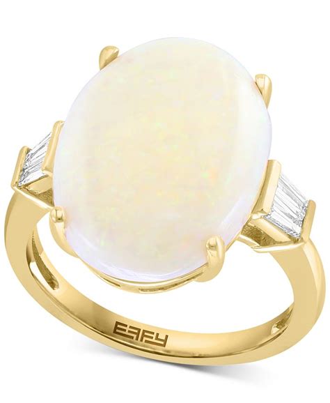 Effy Collection Effy® Opal 18 X 13mm And Diamond 1 4 Ct T W Ring In 14k Gold Macys