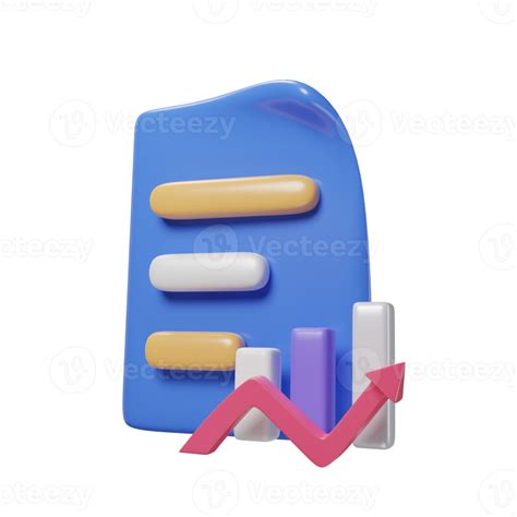 Document And Graph Up Trend For Business With Minimal Style 3d