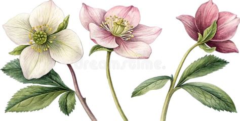 Watercolor Hellebores Stock Illustration Illustration Of Background