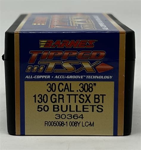 Barnes 30 Cal 308 Dia Reloading Bullets Copper Ttsx B30364 130 Grain