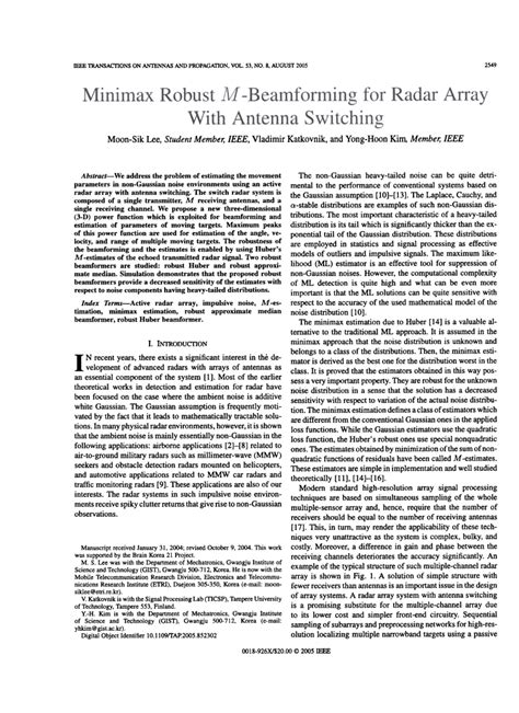 Pdf Minimax Robust Beamforming For Radar Array With Antenna Switching
