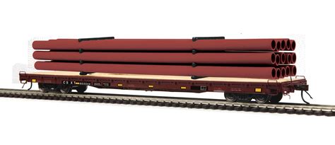 Csx Ho Scale Mth Ho 60 Wood Deck Flat Car With Pipe Load Mth Trains