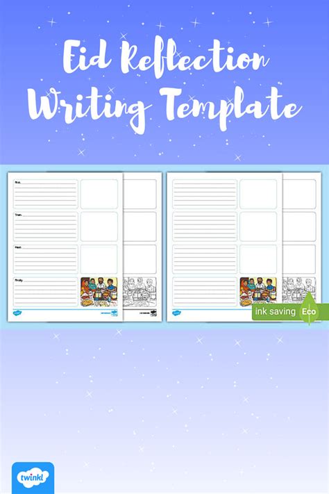 Eid Reflection Writing Template With Structured Reflective Sheets